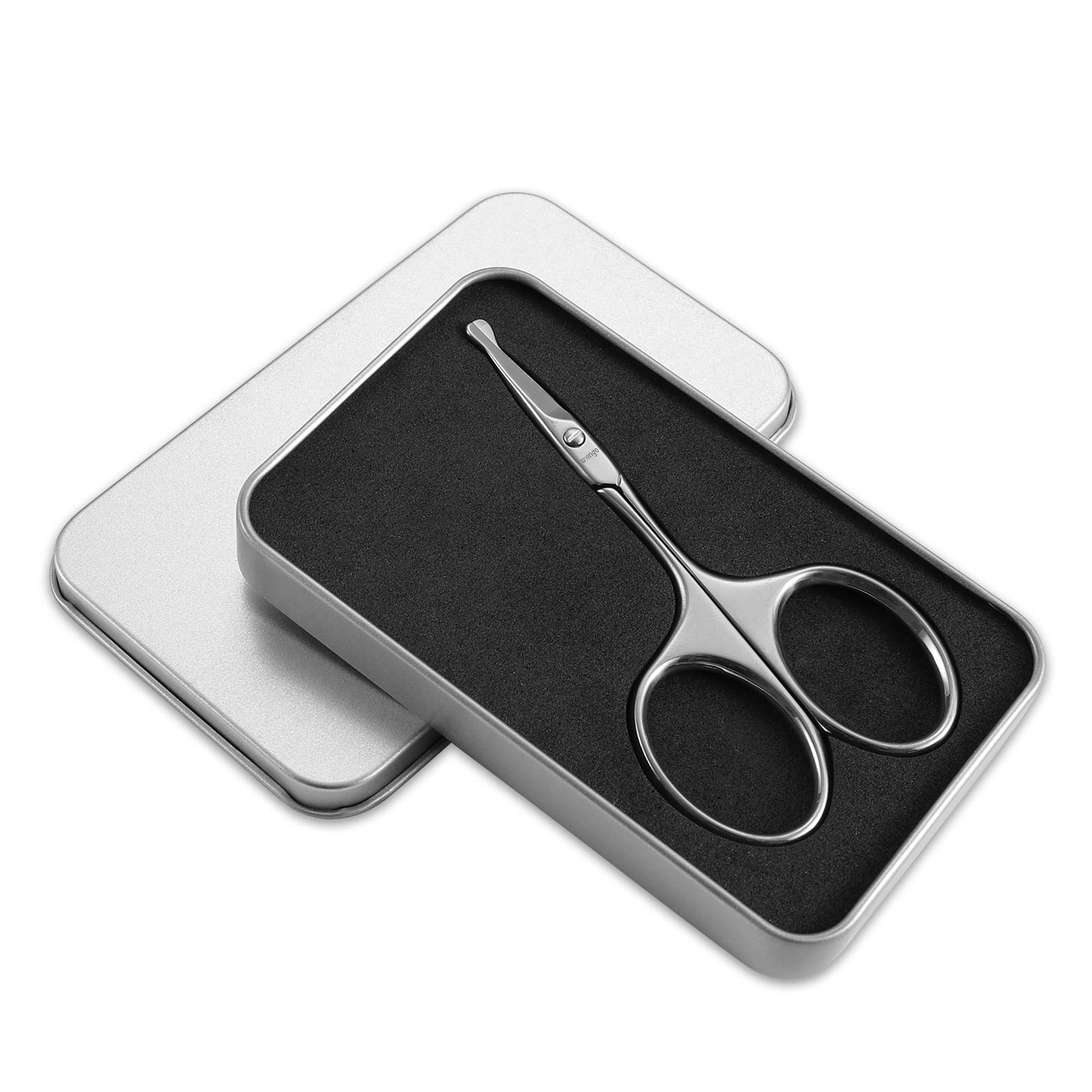 LIVINGO 3.75" Rounded Curved Nose Hair Scissors, Premium Stainless Steel Safety Small Blades Use for Manicure Cuticle Trimming Facial Hair, Eyebrow, Dry Skin