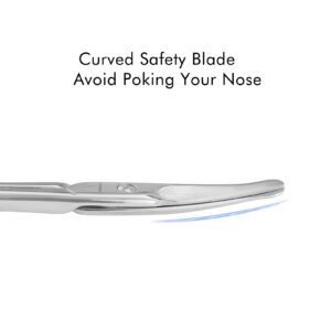 LIVINGO 3.75" Rounded Curved Nose Hair Scissors, Premium Stainless Steel Safety Small Blades Use for Manicure Cuticle Trimming Facial Hair, Eyebrow, Dry Skin