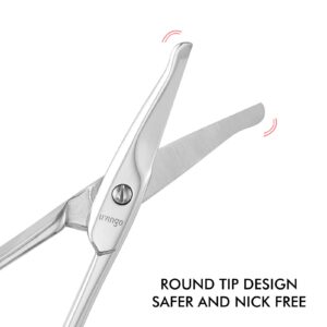 LIVINGO 3.75" Rounded Curved Nose Hair Scissors, Premium Stainless Steel Safety Small Blades Use for Manicure Cuticle Trimming Facial Hair, Eyebrow, Dry Skin