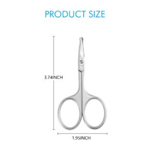 LIVINGO 3.75" Rounded Curved Nose Hair Scissors, Premium Stainless Steel Safety Small Blades Use for Manicure Cuticle Trimming Facial Hair, Eyebrow, Dry Skin