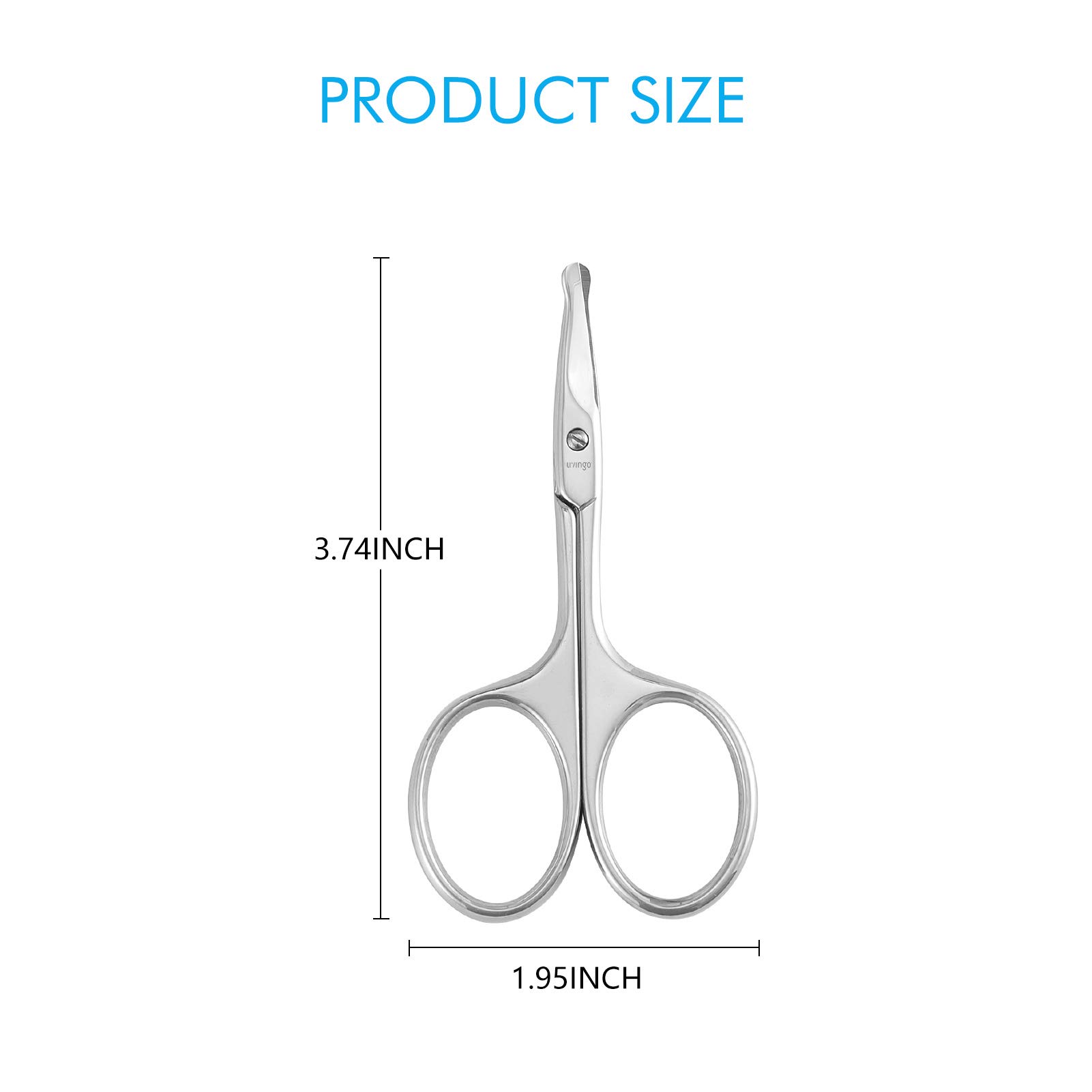 LIVINGO 3.75" Rounded Curved Nose Hair Scissors, Premium Stainless Steel Safety Small Blades Use for Manicure Cuticle Trimming Facial Hair, Eyebrow, Dry Skin