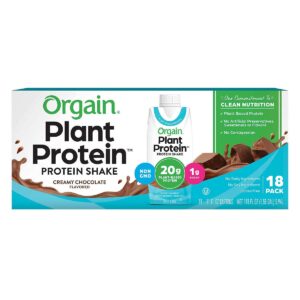 orgain plant protein shake chocolate (18 x 11 fl oz)net wt (198 fl oz),