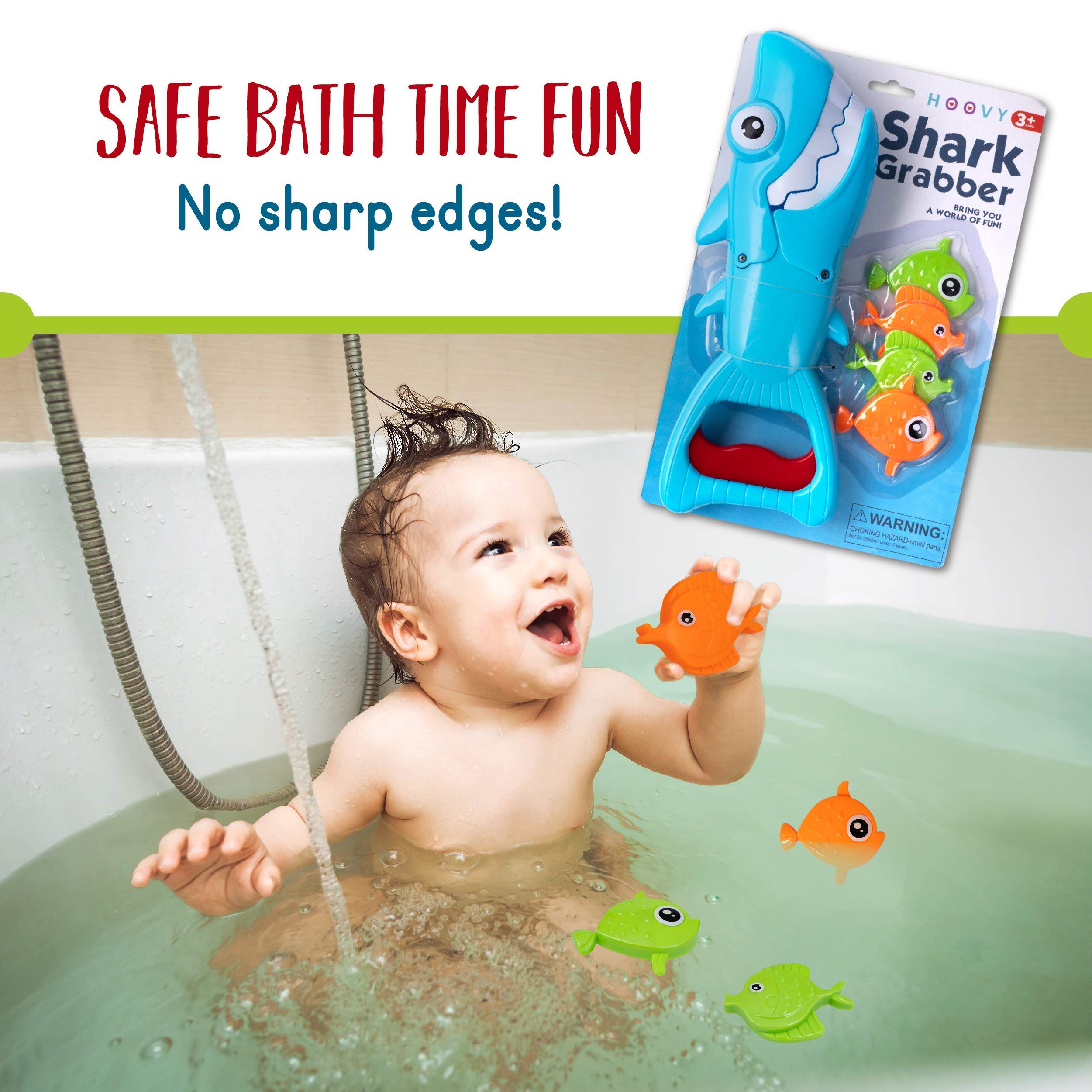 Hoovy Bath Toys Fun Baby Bathtub Toy Shark Bath Toy for Toddlers Boys & Girls Shark Grabber with 4 Toy Fish Included (Shark Grabber)