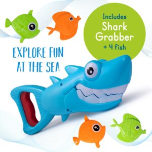 Hoovy Bath Toys Fun Baby Bathtub Toy Shark Bath Toy for Toddlers Boys & Girls Shark Grabber with 4 Toy Fish Included (Shark Grabber)