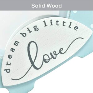 I’m Solid Wood Piggy Bank Coin Bank Savings Money Bank, Adorable Gifts for Baby Birthday Boys Girls Kids Child to Cherish Baby Shower, Keepsakes & Nursery Décor “Dream Big Little Love” (Dot Blue)