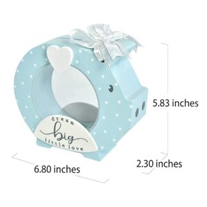 I’m Solid Wood Piggy Bank Coin Bank Savings Money Bank, Adorable Gifts for Baby Birthday Boys Girls Kids Child to Cherish Baby Shower, Keepsakes & Nursery Décor “Dream Big Little Love” (Dot Blue)