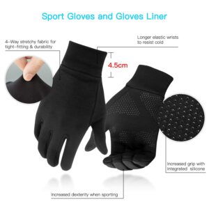 Unigear Running Gloves, Touch Screen Anti-Slip Lightweight Gloves Liners for Cycling Biking Sporting Driving for Men Women (Medium)