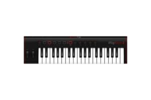 ik multimedia irig keys 2 portable keyboard midi controller with 37 velocity-sensitive synth-action mini keys and headphone output, for iphone, ipad, mac, pc, android