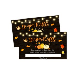 your main event prints pumpkin fall baby shower diaper raffle cards - autumn-themed diaper raffle tickets, 50 count - perfect for seasonal baby showers and celebrations