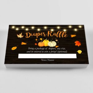 Your Main Event Prints Pumpkin Fall Baby Shower Diaper Raffle Cards - Autumn-Themed Diaper Raffle Tickets, 50 Count - Perfect for Seasonal Baby Showers and Celebrations