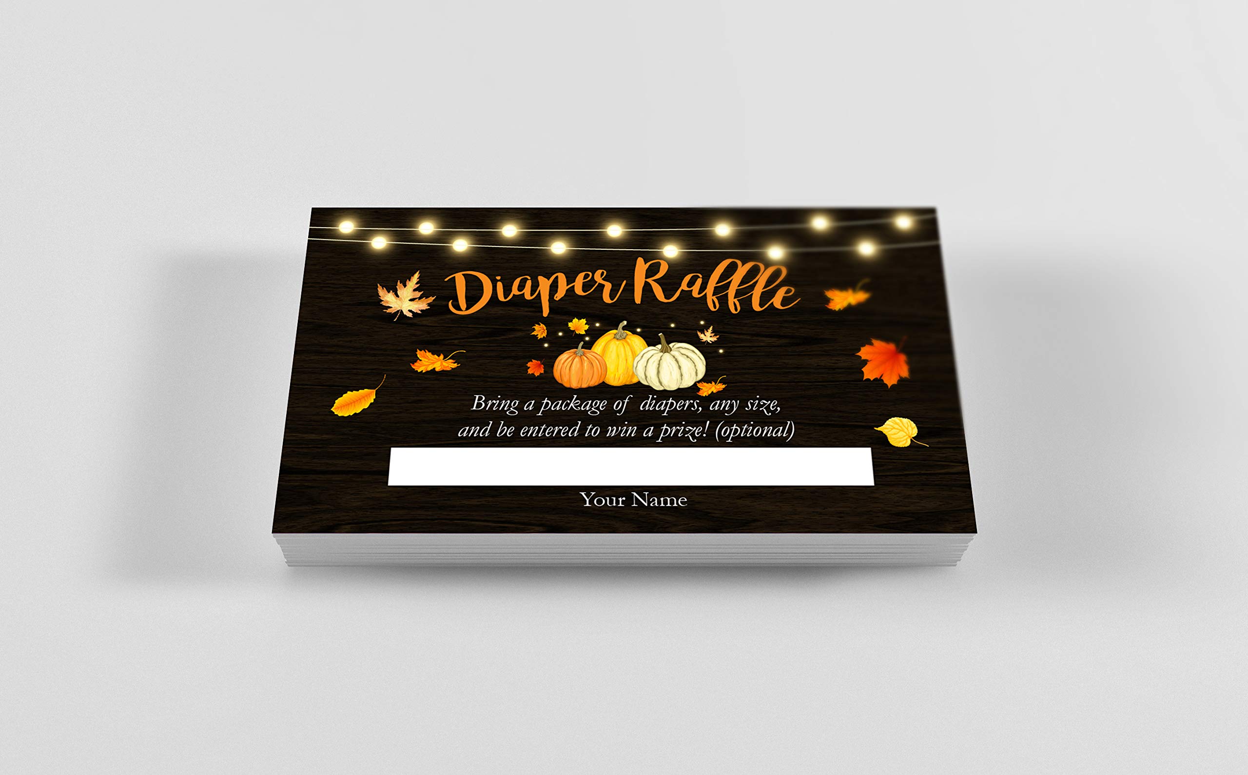 Your Main Event Prints Pumpkin Fall Baby Shower Diaper Raffle Cards - Autumn-Themed Diaper Raffle Tickets, 50 Count - Perfect for Seasonal Baby Showers and Celebrations