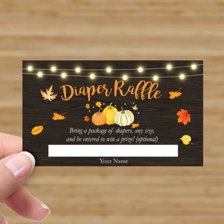 Your Main Event Prints Pumpkin Fall Baby Shower Diaper Raffle Cards - Autumn-Themed Diaper Raffle Tickets, 50 Count - Perfect for Seasonal Baby Showers and Celebrations