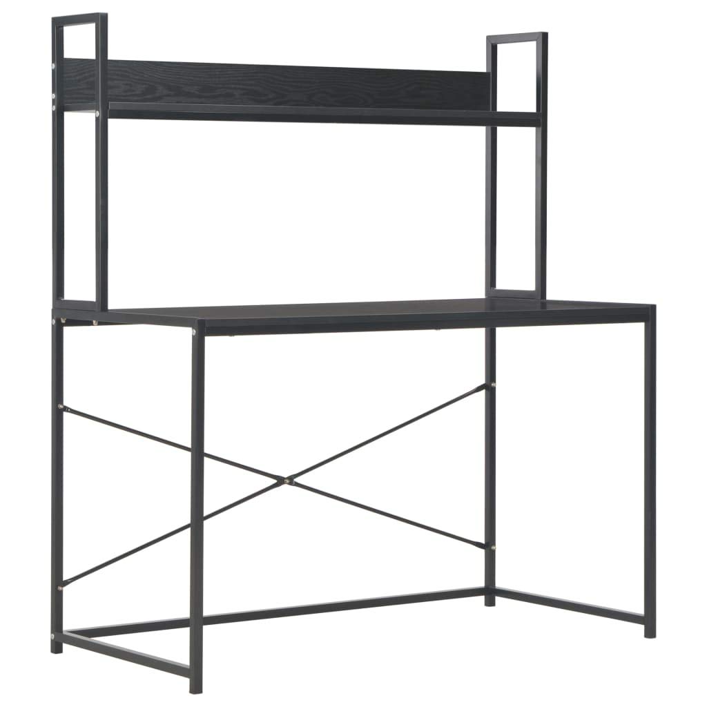 vidaXL Computer Desk: Large, Black, 47.2"x23.6"x54.3", Industrial Style Office Desk with Bookshelf, Engineered Wood, Powder-Coated Metal, Ideal for Home and Office Use