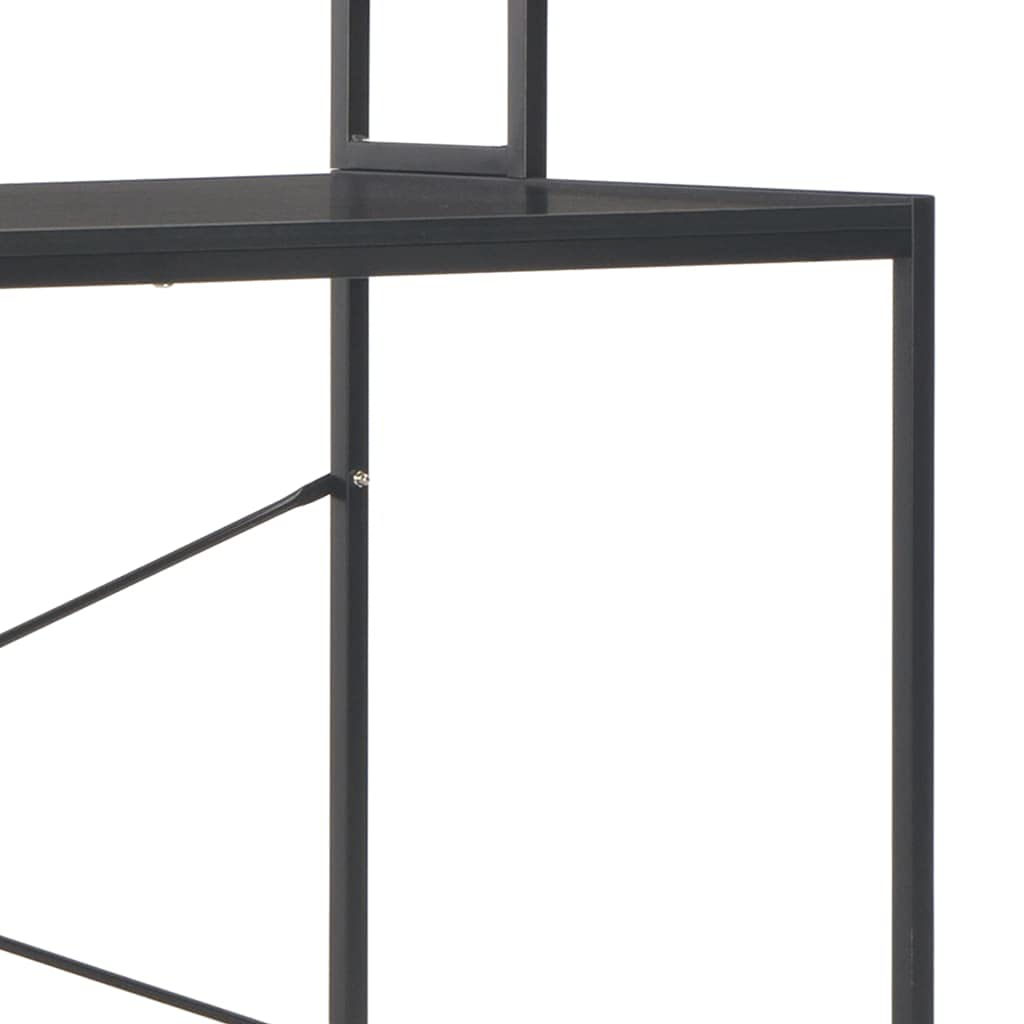 vidaXL Computer Desk: Large, Black, 47.2"x23.6"x54.3", Industrial Style Office Desk with Bookshelf, Engineered Wood, Powder-Coated Metal, Ideal for Home and Office Use