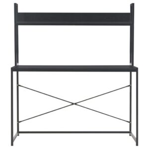 vidaXL Computer Desk: Large, Black, 47.2"x23.6"x54.3", Industrial Style Office Desk with Bookshelf, Engineered Wood, Powder-Coated Metal, Ideal for Home and Office Use