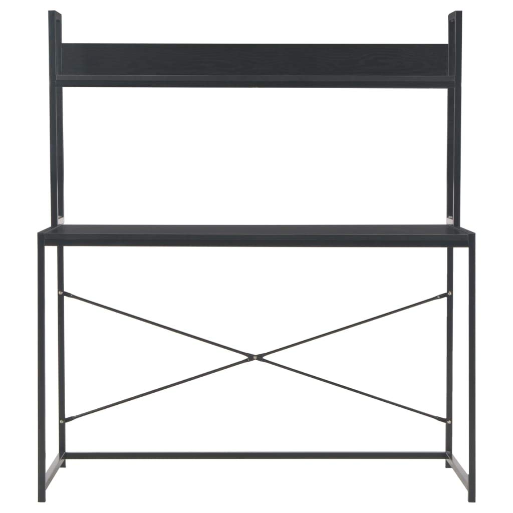 vidaXL Computer Desk: Large, Black, 47.2"x23.6"x54.3", Industrial Style Office Desk with Bookshelf, Engineered Wood, Powder-Coated Metal, Ideal for Home and Office Use