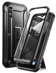 supcase unicorn beetle pro series designed for samsung galaxy a10e case(2019 release), full-body rugged holster & kickstand case with built-in screen protector (black)