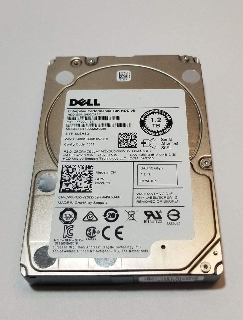 Seagate 1.2TB HDD 10K RPM 2.5" 12Gb/s SAS Hard Disk Drive Model: ST1200MM0088 DP/N: WXPCX