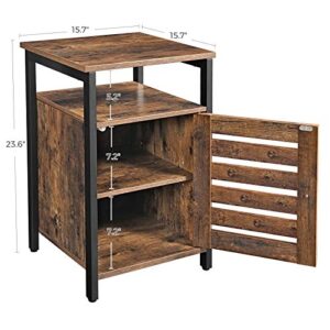 VASAGLE Nightstand, End Table with Open Shelf, Side Table, Inner Adjustable Shelf, Steel Frame, 15.7 x 15.7 x 23.6 Inches, Bedroom, Industrial, Rustic Brown and Black ULET62BX