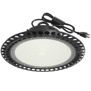 FAITHSAIL 150W UFO LED High Bay Light, 5000K,16500lm,1-10V Dimmable [600W Equivalent], with US Plug,Super Bright IP65 LED Shop Light Fixture for Warehouse/Workshop/Stadium