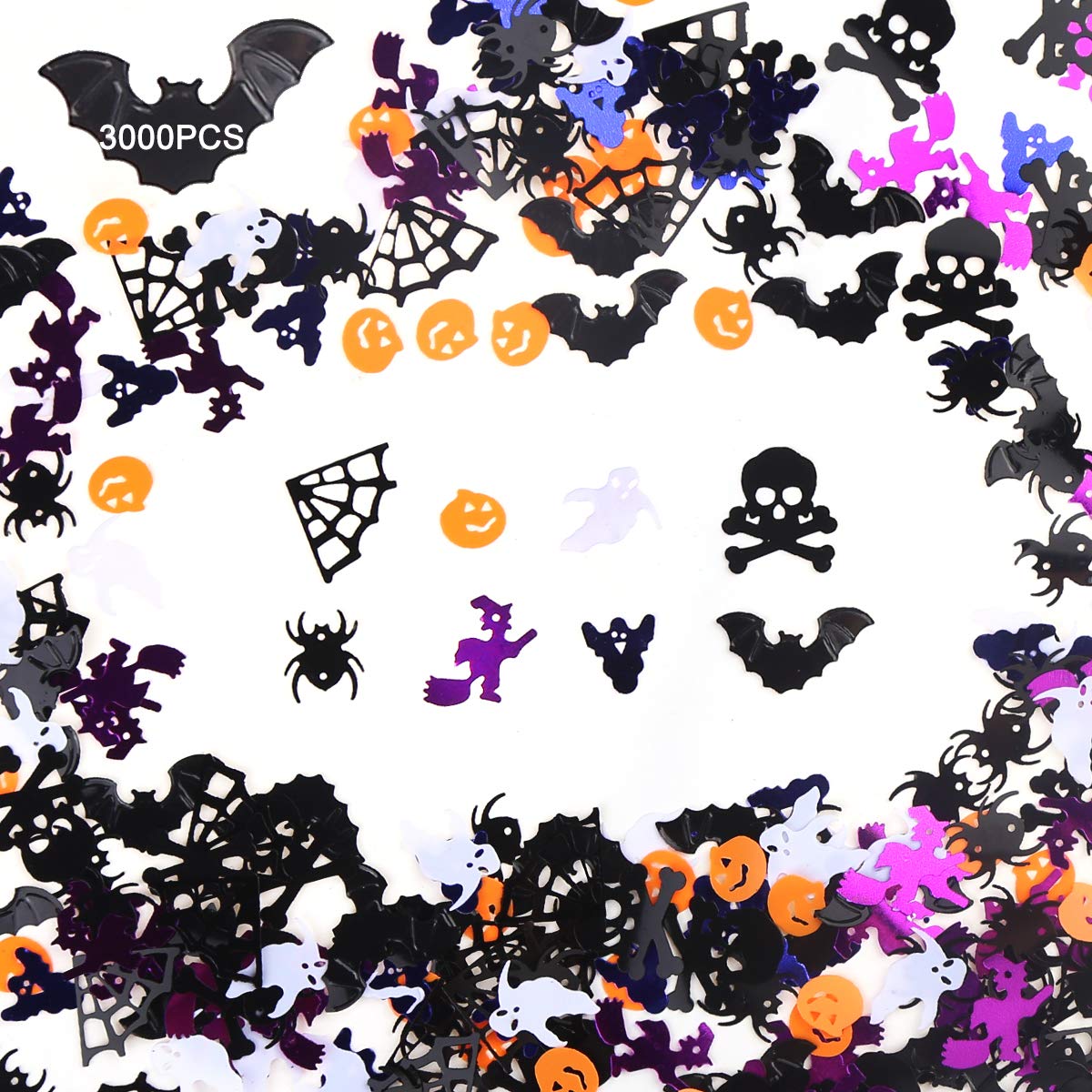 DIYASY 3000 Pcs Halloween Confetti Glitter,Confetti Sprinkles Bats Spider Pumpkin Table Scatter for Halloween Table Decorations