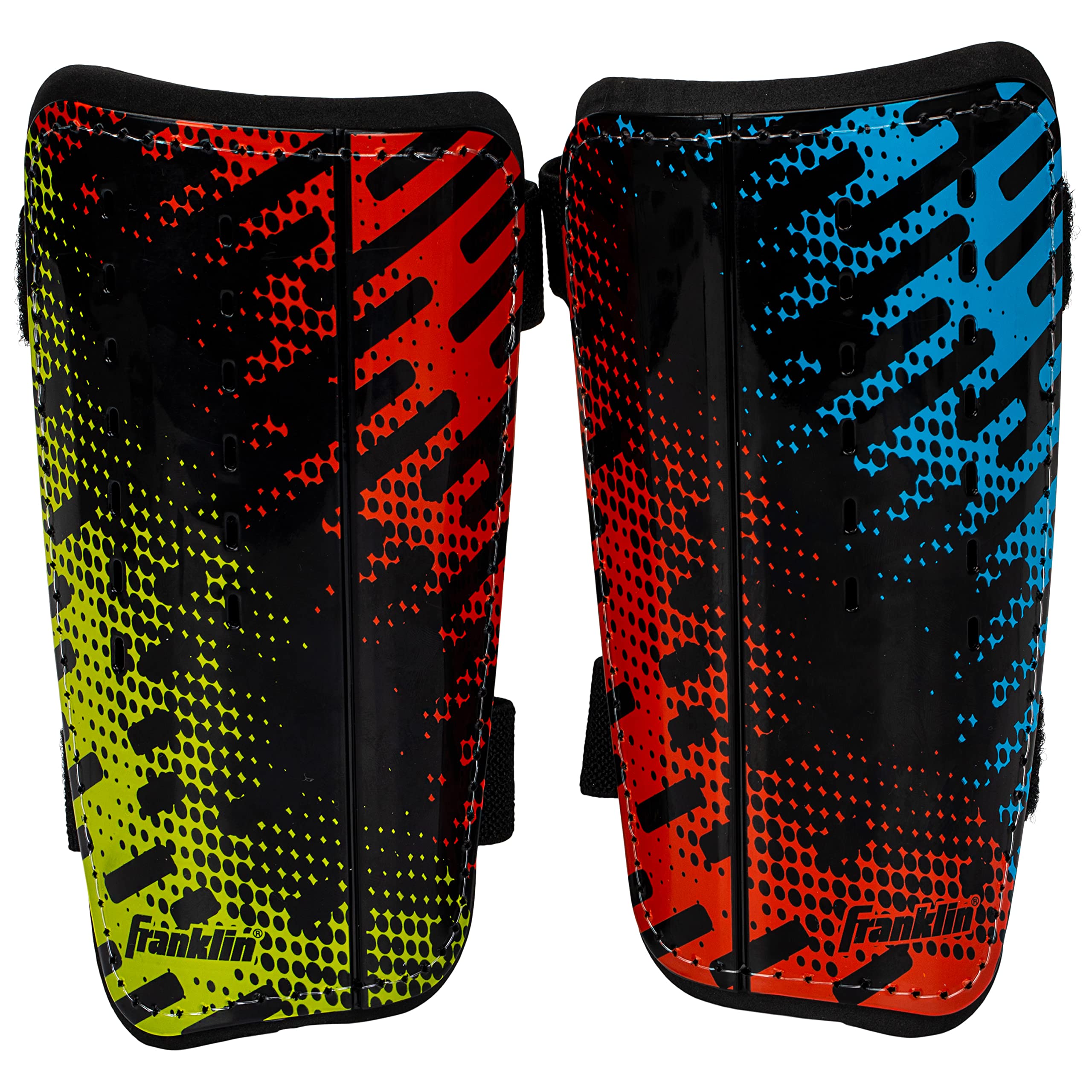 Franklin Sports Super Light Pro-Flex Shin Guard - Small, Red/Blue