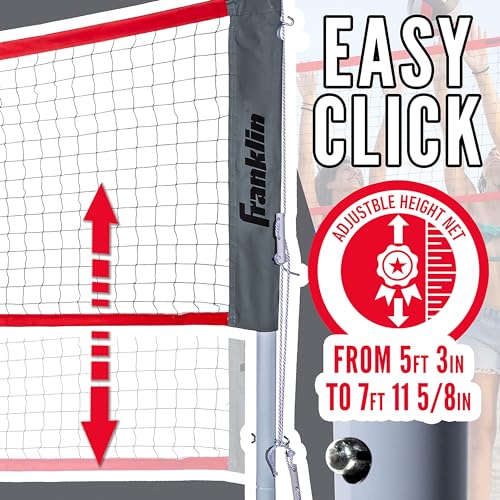 Franklin Sports Elite Badminton Volleyball Combo Net Set - Includes Volleyball,Badminton Rackets,Birdies, Poles/Net, Stakes, Ropes, Boundary Kit - Beach or Backyard Badminton - Easy Setup