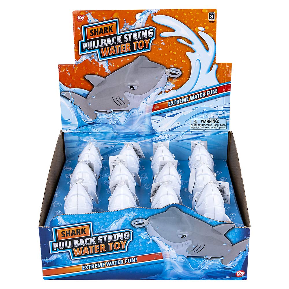 Mozlly Shark Pullback String Water Toy Fun Bath Time Motorized Moving Nautical Animal Summer Party Favor Treat Loot Bag Filler Swimming Pool Kiddie Playset for Babies, Toddlers, Kids - 5.5", 3pcs/Set