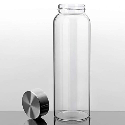 Kablo 32 oz Glass Water Bottle, 100% Borosilicate Glass, BPA Free, Leak-Proof Stainless Steel Lid, Wide Mouth, Eco-Friendly (2nd Generation)