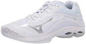 mizuno wave lightning z6 womens volleyball shoe, white, 10