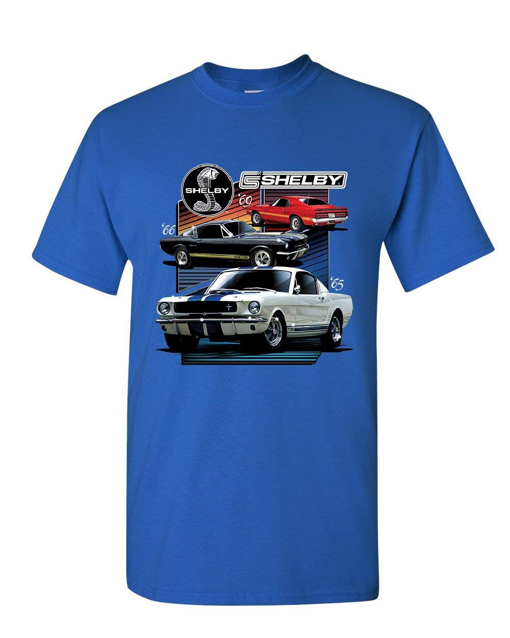 Ford Mustang Shelby GT350 GT500 T-Shirt American Muscle Cars Mens Tee Shirt Royal Blue Large