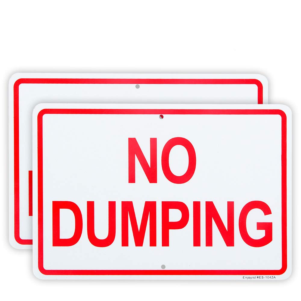 2 Pack No Dumping Sign, 10"x 7" .04" Aluminum Sign Rust Free Aluminum-UV Protected and Weatherproof