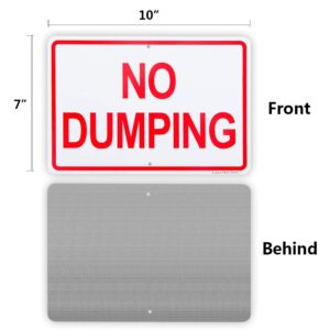 2 Pack No Dumping Sign, 10"x 7" .04" Aluminum Sign Rust Free Aluminum-UV Protected and Weatherproof