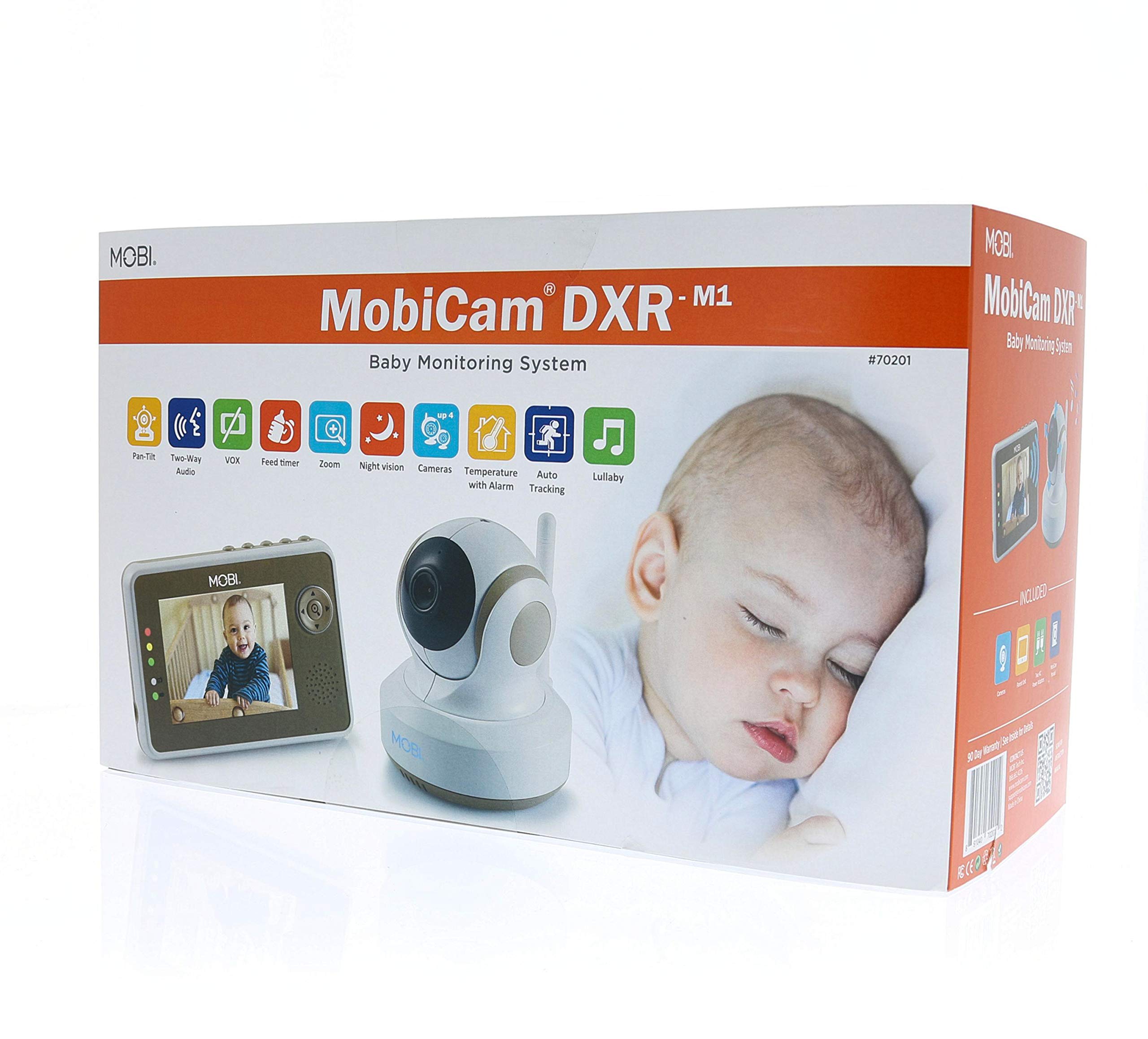 MOBI MobiCam DXR-M1 Baby Monitoring System with Smart Auto Tracking, Night Vision, Remote Pan & Tilt, Lullabies, Quad View, Baby Monitor, Baby Monitoring System, Baby Camera