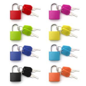 8 pack padlock, small padlock with key for the luggage lock, backpack,gym locker lock,suitcase lock,classroom matching game and more (8 colors)