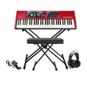 nord electro 6d 61 key semi-weighted action keyboard bundle with keyboard stand, bench, sustain pedal and headphones (5 items)