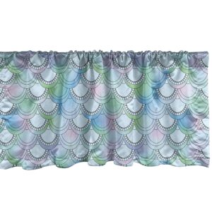 ambesonne fish scale window valance, japanese squama pattern with smooth color change marine fantasy mermaid tail, curtain valance for kitchen bedroom decor with rod pocket, 54" x 18", aqua green