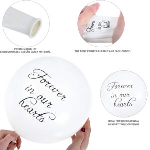 50 Pieces White Funeral Balloons Memorial Balloons Latex Balloons with 3 Rolls 32 Feet Balloon Ribbons for Funeral Memorial Decoration