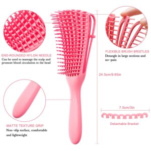 2 Pieces Detangling Brush for Afro America/African Hair Textured 3a to 4c Kinky Wavy/Curly/Coily/Wet/Dry/Oil/Thick/Long Hair, Knots Detangler Easy to Clean (Pink, Green)