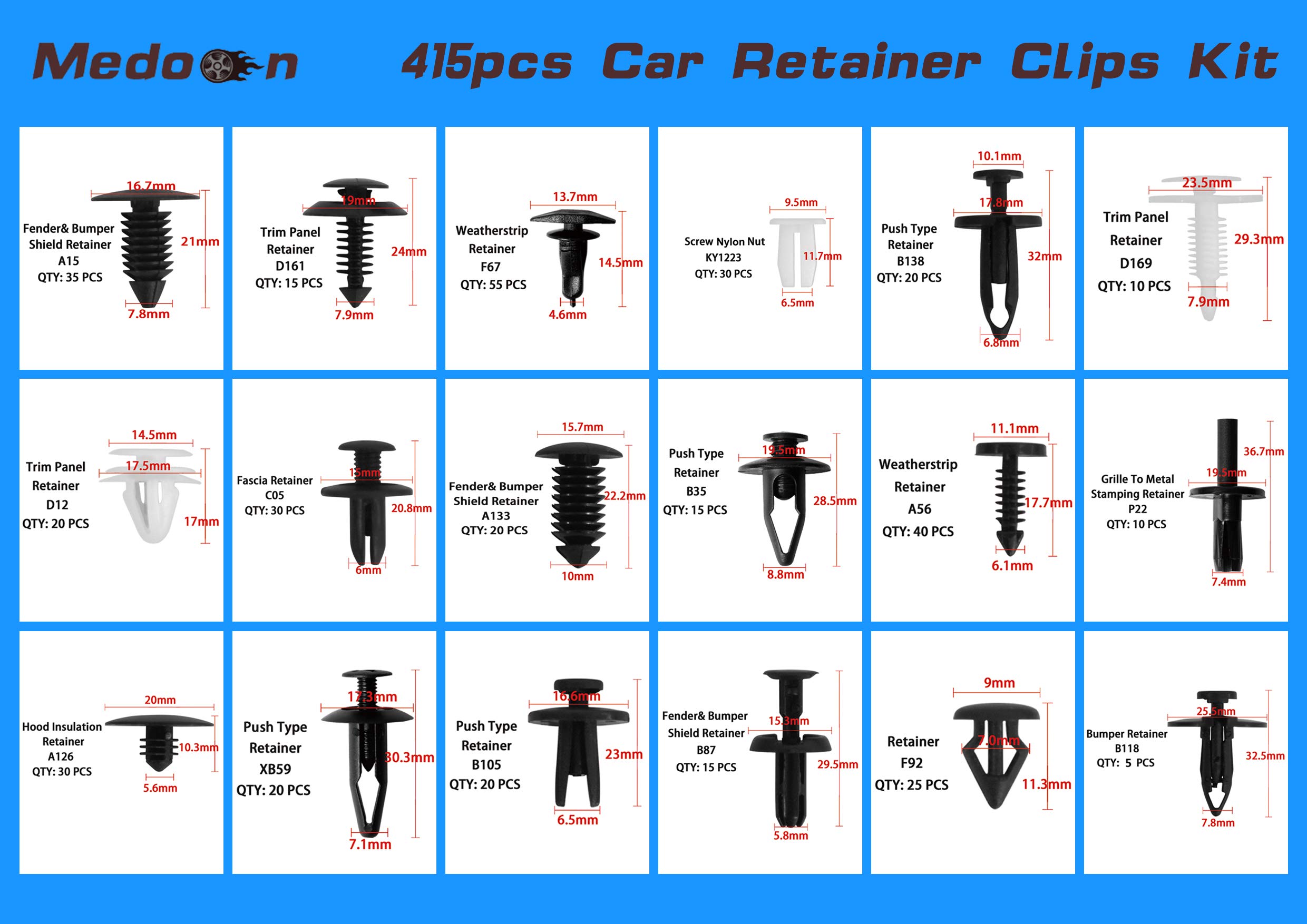 Car Retainer Clips Fasteners Cars Body Kits 32 Most Popular Sizes 715 PCS Car Door Panel Trim Clips Kit 1 Pcs Fastener Remover for Ford GM Toyota Honda Chrysler BMW Benz Nissan Subaru Audi Mazda