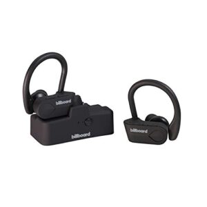 billboard bluetooth 5.0 true wireless stereo sport earhooks with charging stand, black (bb2623)