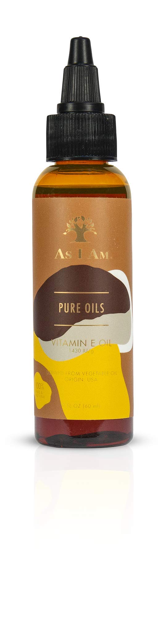 As I Am Pure Oils Vitamin E Oil - 2 Ounce - 100% Pure D-Alpha Tocopherol - Super Anti-Oxidant - Fights Free Radicals - Prevents UV Damage - Preserves Collagen and Elastin - Fights Aging Process