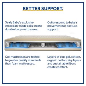 Sealy Posture Haven Orthopedic Antibacterial 2-Stage Dual Firm Waterproof Baby Crib Mattress & Toddler Bed Mattress, Non-Toxic, Air Quality Certified, 182 Premium Coils, Made in USA, 52"x28"