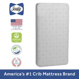 Sealy Posture Haven Orthopedic Antibacterial 2-Stage Dual Firm Waterproof Baby Crib Mattress & Toddler Bed Mattress, Non-Toxic, Air Quality Certified, 182 Premium Coils, Made in USA, 52"x28"