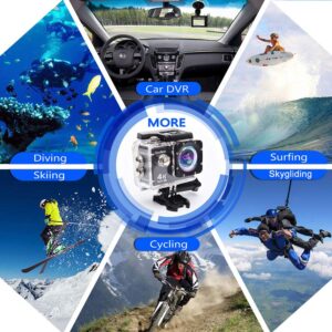 GNOLKEE WiFi Action Camera, 4K 16MP Underwater Camera, 170 Wide-Angle Sports Camera with Remote Control, 2 Batteries, 32GB TF Card, 24 Accessory Installation kit [2024 Upgrade]