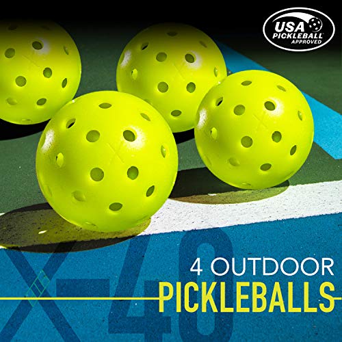 Franklin Sports Wooden Pickleball Paddle and X-40 Pickleball Set - Includes (4) Wooden Paddles and (4) pickleballs - USA Pickleball Approved X-40 Balls