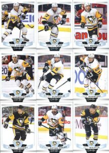 2019-20 o-pee-chee hockey pittsburgh penguins team set of 17 cards: kris letang(#15), bryan rust(#19), justin schultz(#60), erik gudbranson(#85), brian dumoulin(#104), jake guentzel(#112), sidney crosby(#155), zach aston-reese(#167), olli maatta(#181), ev