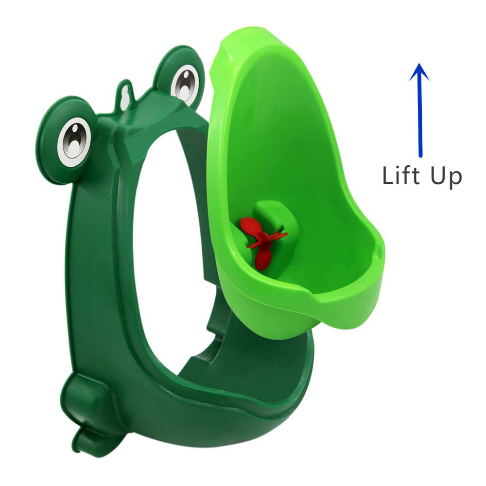 Beetoo Cute Frog Potty Training Urinal for Boys with Hook - Baby Standing Urinal Potty Trainer with Funny Aiming Target - Blackish Green