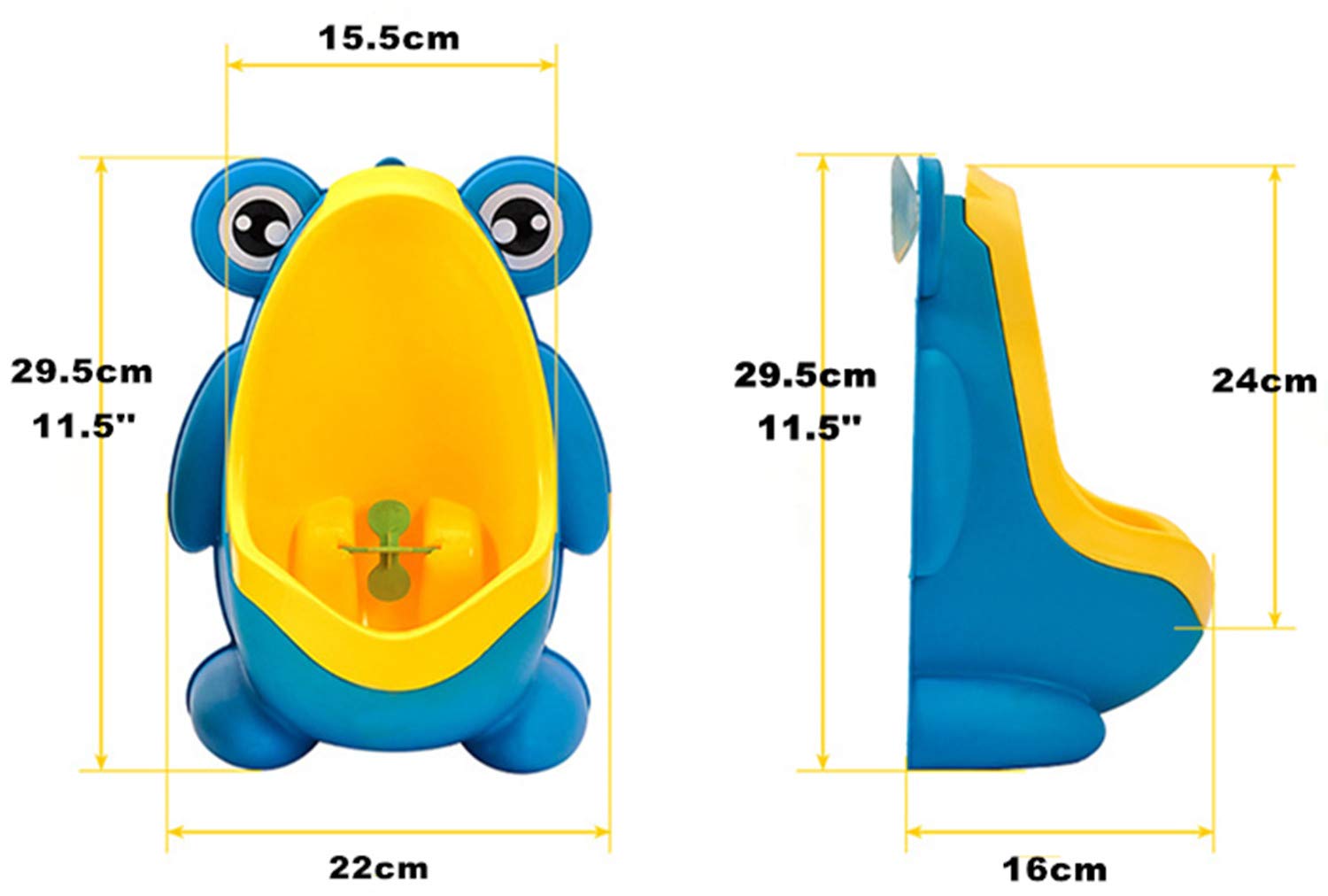 Beetoo Cute Frog Potty Training Urinal for Boys with Hook - Baby Standing Urinal Potty Trainer with Funny Aiming Target - Blackish Green