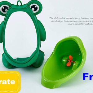 Beetoo Cute Frog Potty Training Urinal for Boys with Hook - Baby Standing Urinal Potty Trainer with Funny Aiming Target - Blackish Green